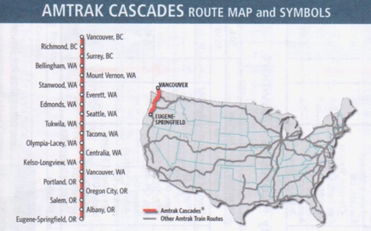 Amtrak Cascades Routes, Stops, Schedule, Fares & Map